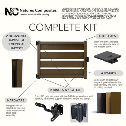 Composite Modern Horizontal Semi-Privacy Perimeter Fence Gate (3.5 ft ...